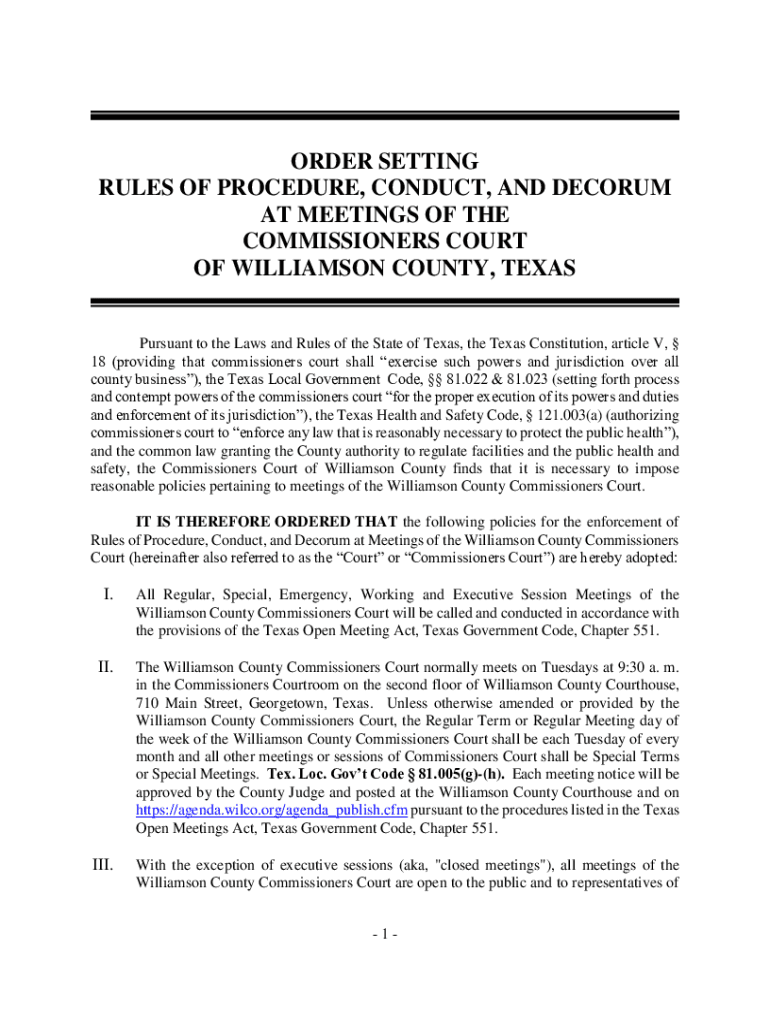 Fillable Online texas - state of - rules of procedure, conduct and ...