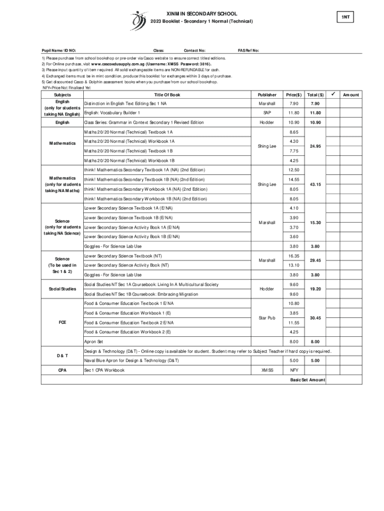 Fillable Online Fillable Online Xinmin Secondary School students' NRIC ...