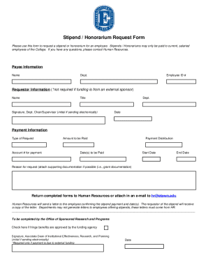 Fillable Online Stipend / Honorarium Request Form Fax Email Print ...