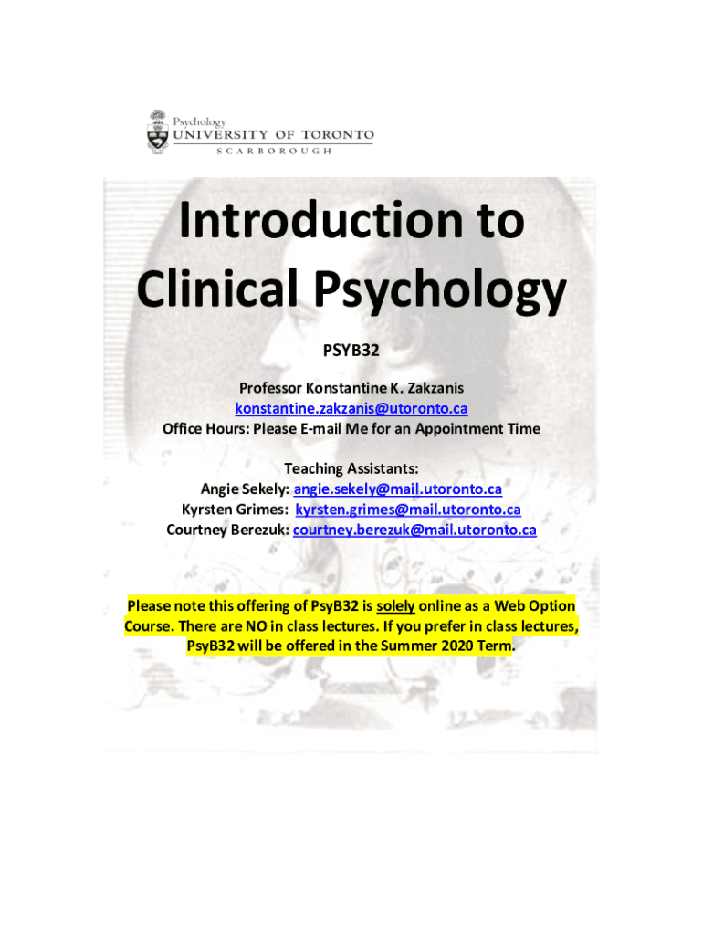 Fillable Online hive utsc utoronto Syllabus - Introduction to Clinical ...