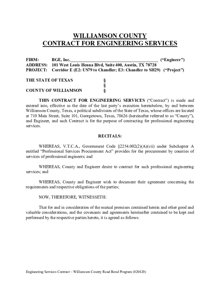 Fillable Online Civil Engineering ServicesBGE, Inc. Fax Email Print - pdfFiller