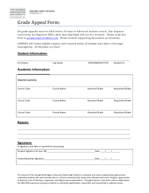 Fillable Online Grade Appeal Form: Fax Email Print - pdfFiller