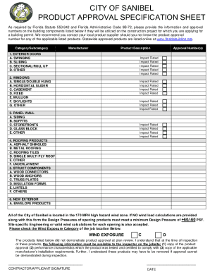 Fillable Online Florida Product Approval Specification Sheet Form Fax ...