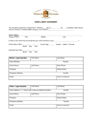 Fillable Online After School Child Care Enrollment Agreement Fax Email ...