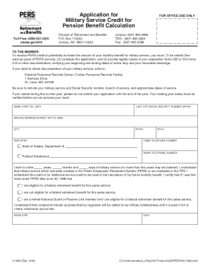 Fillable Online Application for Military Service Credit for Pension ...