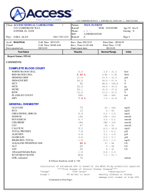 Fillable Online Access Medical Laboratories - Diagnostic Services ...
