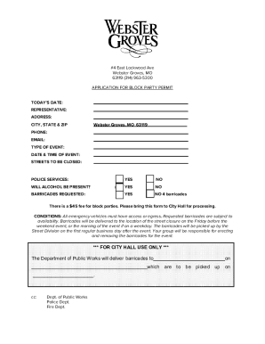Fillable Online .Block Party Permit Application Fax Email Print - pdfFiller
