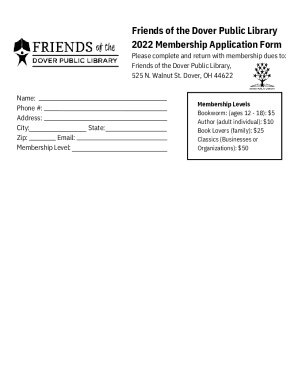 Fillable Online Friends of the library membership application form Fax ...