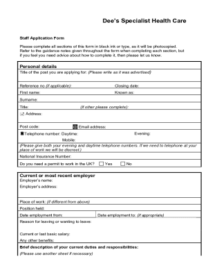 Fillable Online Dees-Specialist-Healthcare-Application-Form.pdf Fax ...