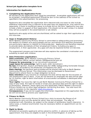 School Job Application template Doc Template | pdfFiller