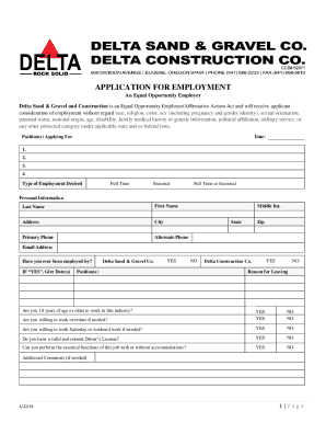 Fillable Online Apply for a Career - Delta Sand & Gravel Co. Fax Email ...