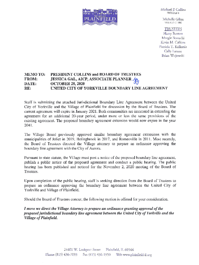 Fillable Online notice of proposed boundary line agreement between Fax ...