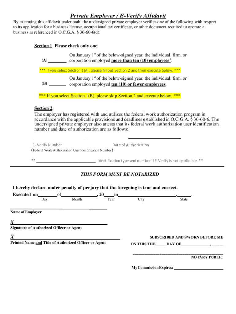 Fillable Online Private Employer Affidavit Pursuant - Fill Online ...