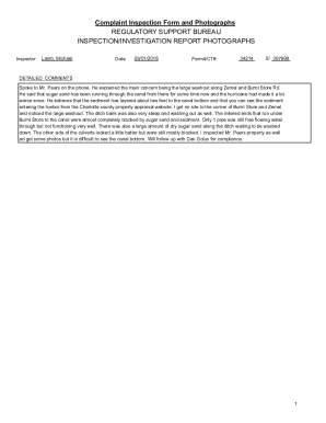 Fillable Online Complaint Inspection Form and Photographs REGULATORY ...