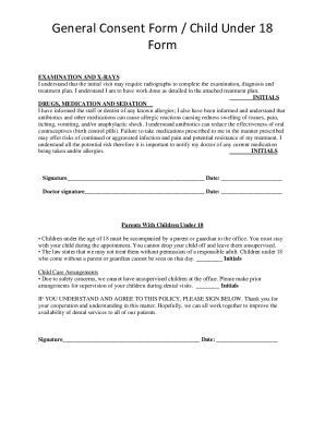 Fillable Online General Consent Form / Child Under 18 Form - Wise ...