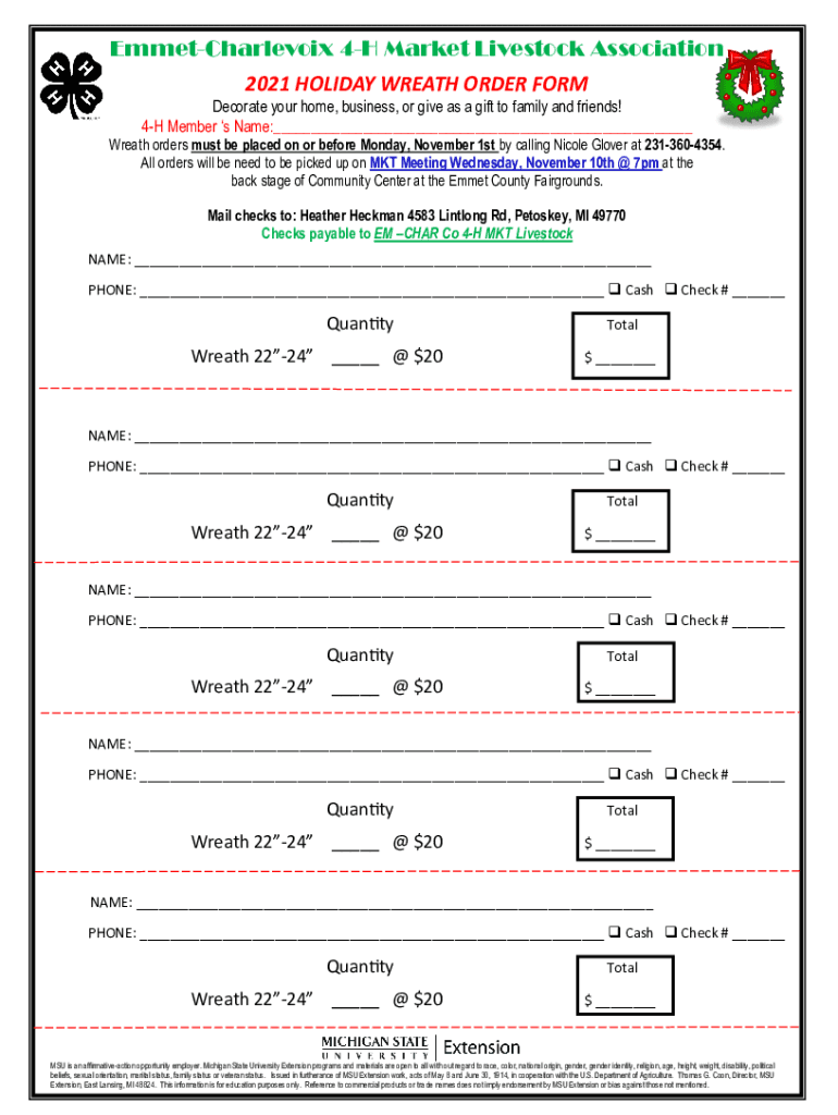 Fillable Online 4-H Forms - Emmet County Fax Email Print - pdfFiller