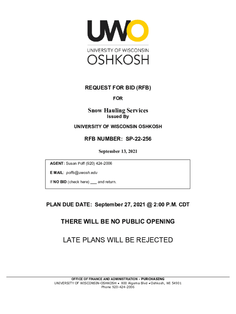 Fillable Online Request for Bid RFB Template Fax Email Print - pdfFiller