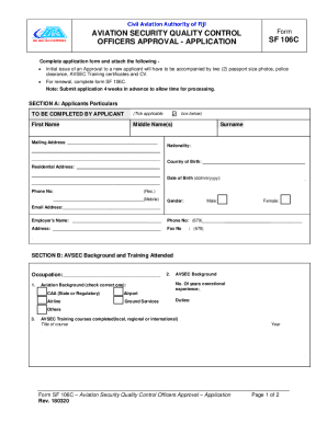 Fillable Online caaf org sf 106c - aviation security quality control ...