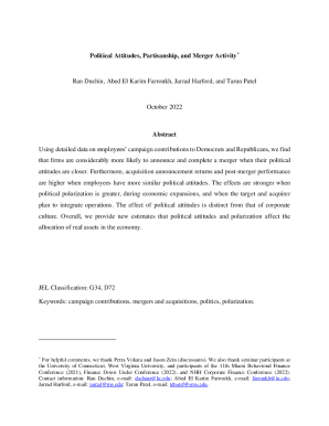 Fillable Online Political Attitudes, Partisanship, and Merger Activity ...