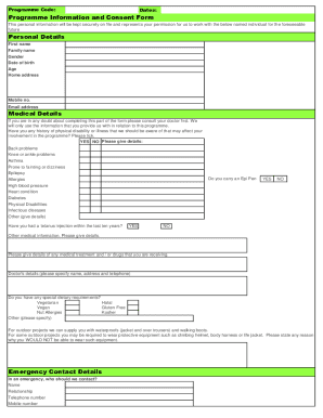 Fillable Online bso bradford gov Programme Information and Consent Form ...