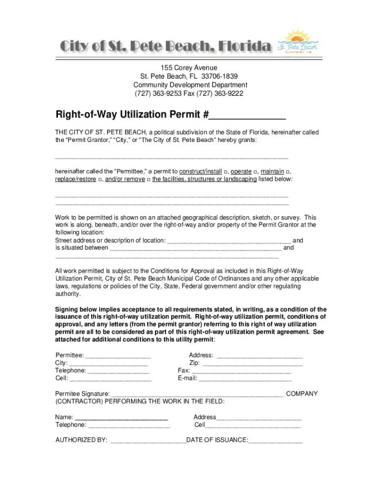 Fillable Online Right-of-Way Permit Application - City of Independence ...