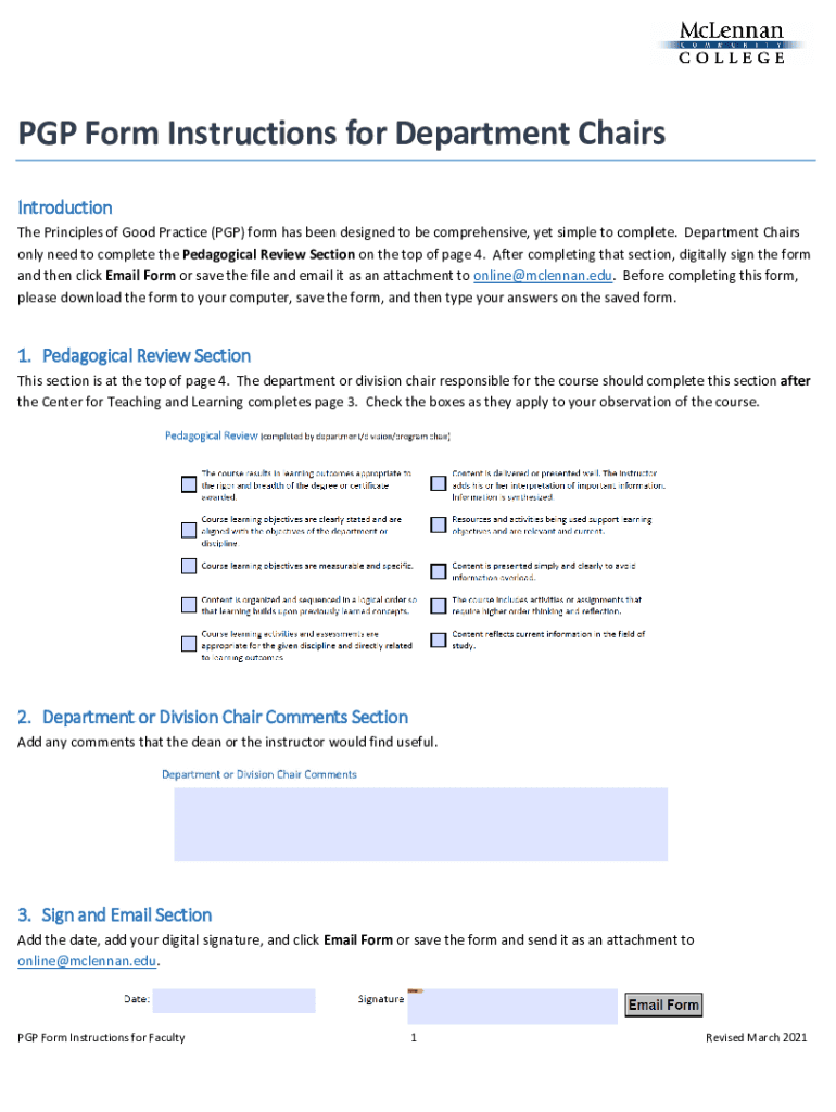 Fillable Online PGP Form Instructions for Department Chairs Fax Email Print - pdfFiller