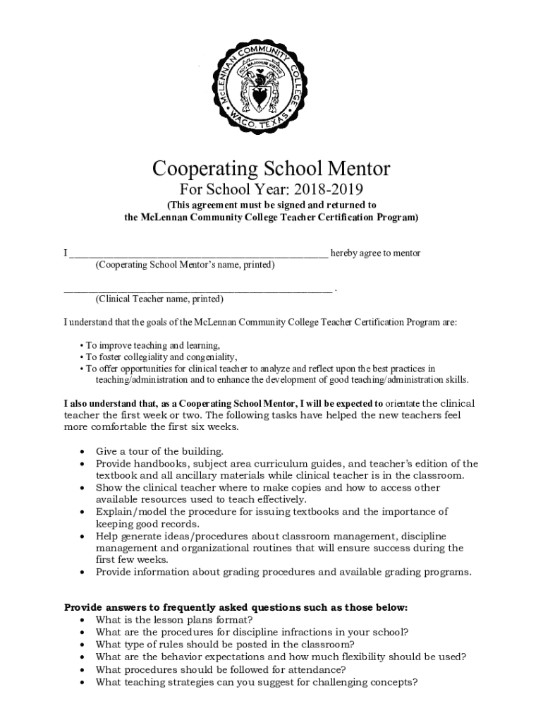 Fillable Online The Role of the Mentor Teacher Fax Email Print - pdfFiller