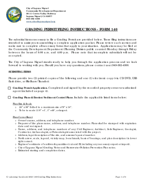 Fillable Online GRADING PERMIT FILING INSTRUCTIONS - FORM 140 Fax Email ...