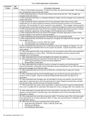 Fillable Online Tax Credit Application Instructions Fax Email Print ...