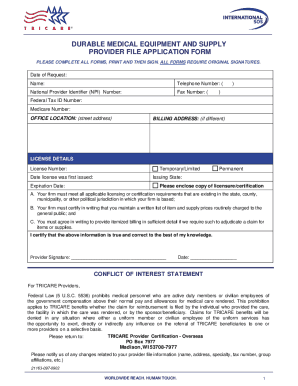 Fillable Online Durable Medical Equipment Supply Provider Application ...