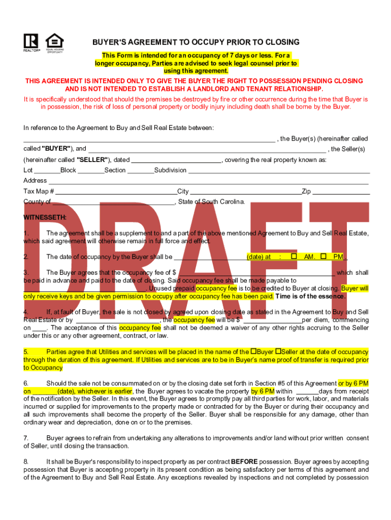 Fillable Online The Investor's Guide to Post Closing Occupancy ...