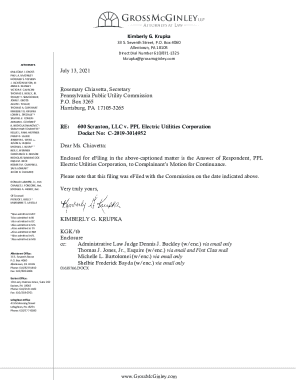 Fillable Online Chiavetta enclose Answer to Motion for Continuance ...