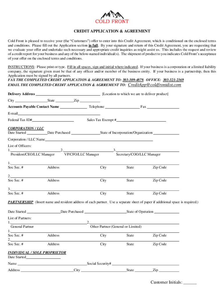Fillable Online 20+ Credit Application Forms Fax Email Print - pdfFiller