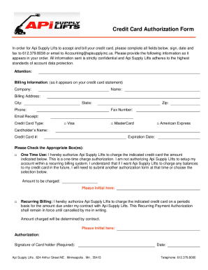 Fillable Online In order for Api Supply Lifts to accept and bill your credit card, please ...