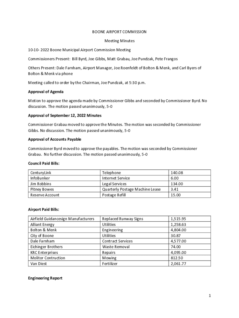 Fillable Online Commissioners Present: Bill Byrd, Joe Gibbs, Matt ...