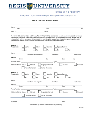 Fillable Online Update Family Data Form Fax Email Print - pdfFiller