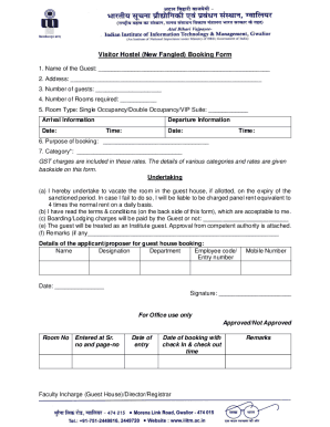 Fillable Online Visitor Hostel (New Fangled) Booking Form Fax Email ...