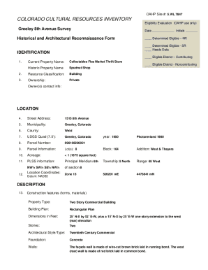 Fillable Online Greeley Historic Resources Survey Plan Fax Email Print - pdfFiller