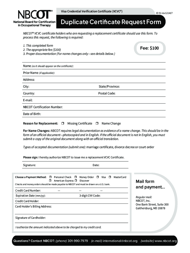 Fillable Online Duplicate Certificate Request Fax Email Print - pdfFiller