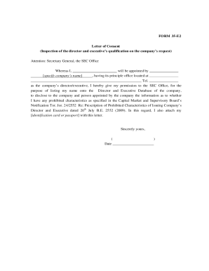 Fillable Online FORM 35-E2 Letter of Consent (Inspection of the ...