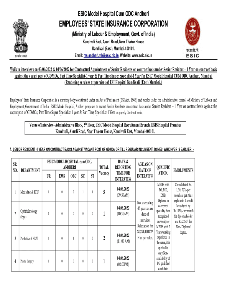Fillable Online ESIC/ESIS Hospitals/Occupational Diseases/Medical ...