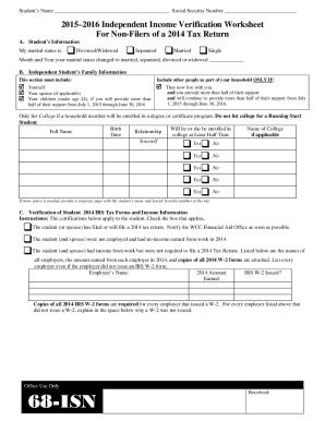 Fillable Online 20152016 Standard Verification Worksheet V1- ... Fax Email Print - pdfFiller
