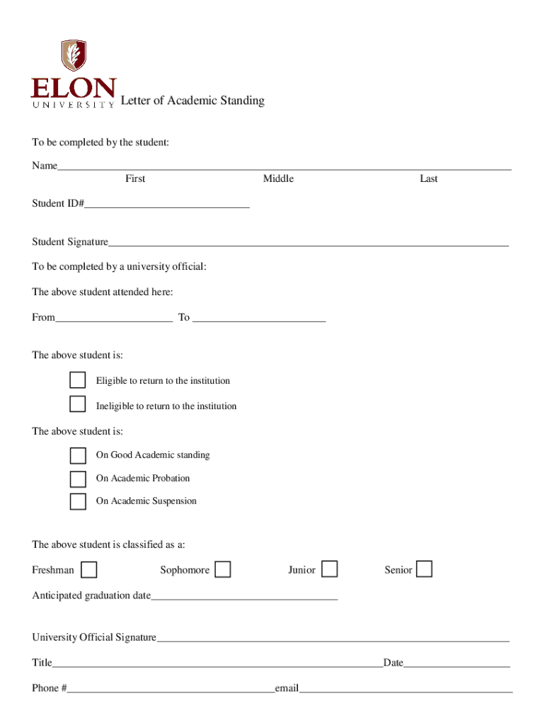 Fillable Online Statement of Good Academic Standing Fax Email Print ...