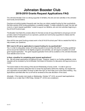 Fillable Online Johnston Booster Club Grant Request Application Form ...