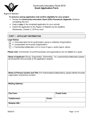 Fillable Online Community Innovation Grant 2018 Grant Application Form ...