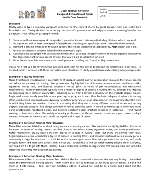 Fillable Online Reflection Paper on Guest Speaker - Free Essay Example ...