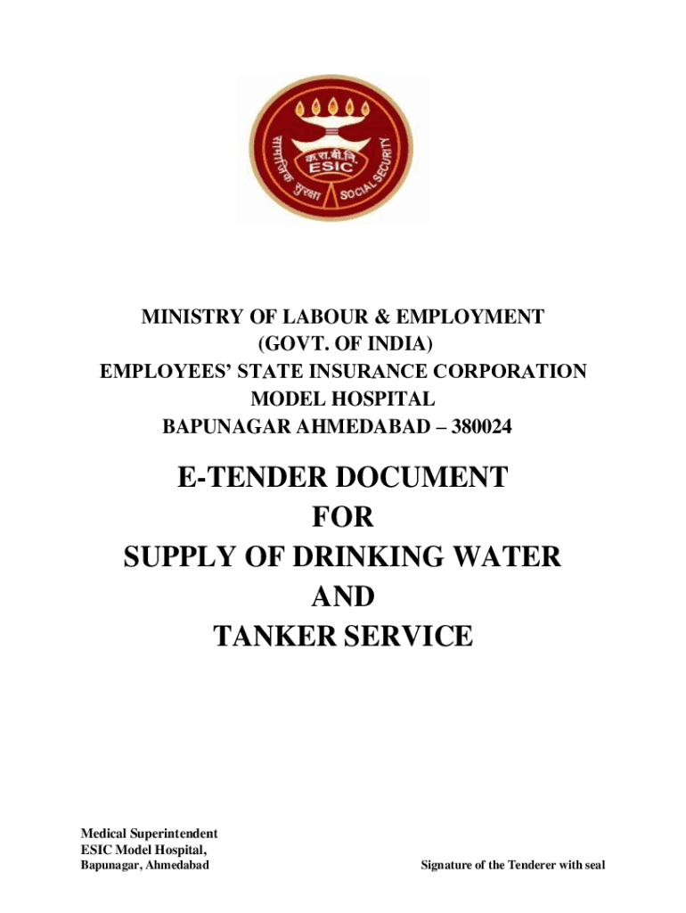 Fillable Online E-TENDER DOCUMENT FOR SUPPLY OF DRINKING ... Fax Email Print - pdfFiller