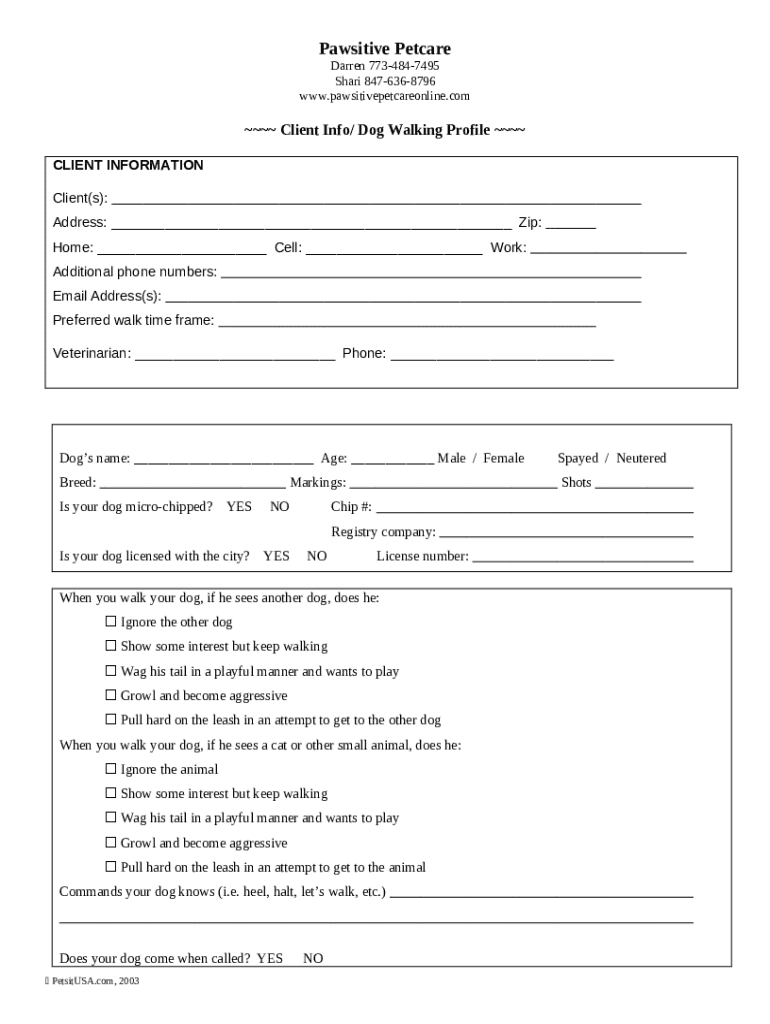 Pawsitive Petcare Online - Chicago's Premiere Dog Walking ... Doc ...