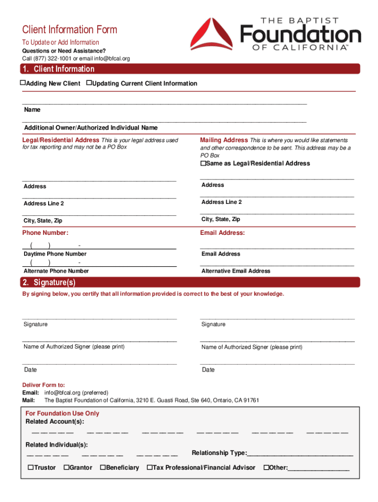 Fillable Online Creating An Update Customer Contact Information Form ...