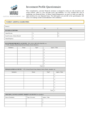 Fillable Online Investment Profile Questionnaire Fax Email Print ...